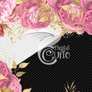 5x7 Pink and Gold Floral Overlays for Invitations, Planners, Journal ...