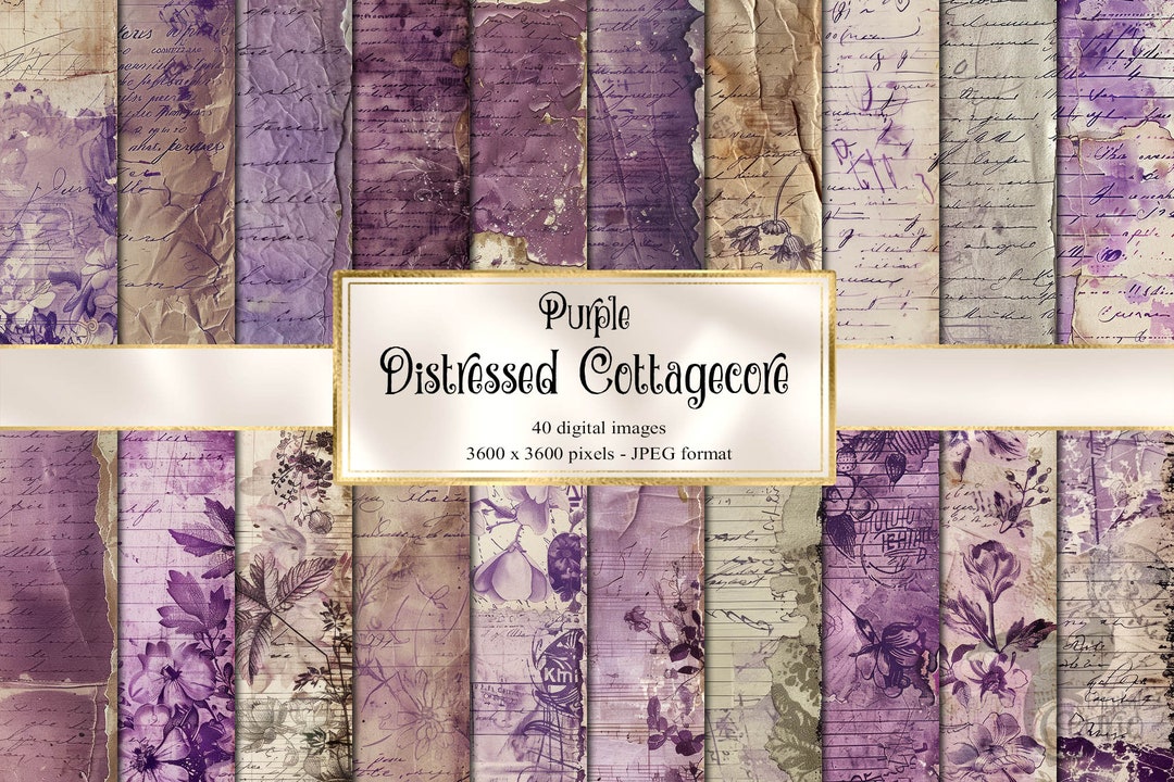 Purple Cottagecore Textures, Vintage Scrapbook Paper (digital Download ...