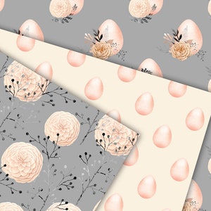 Peach Easter Egg Digital Paper, Seamless Easter Patterns With Pastel ...