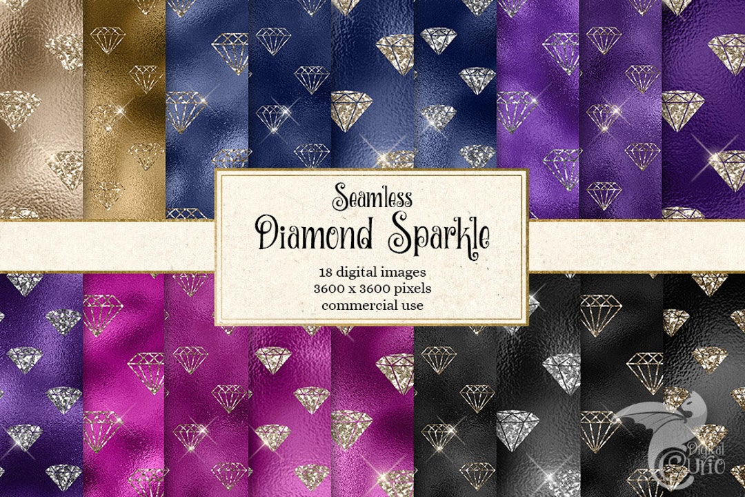 Diamond Sparkle Digital Paper, Glitter Foil Textures (digital Download ...