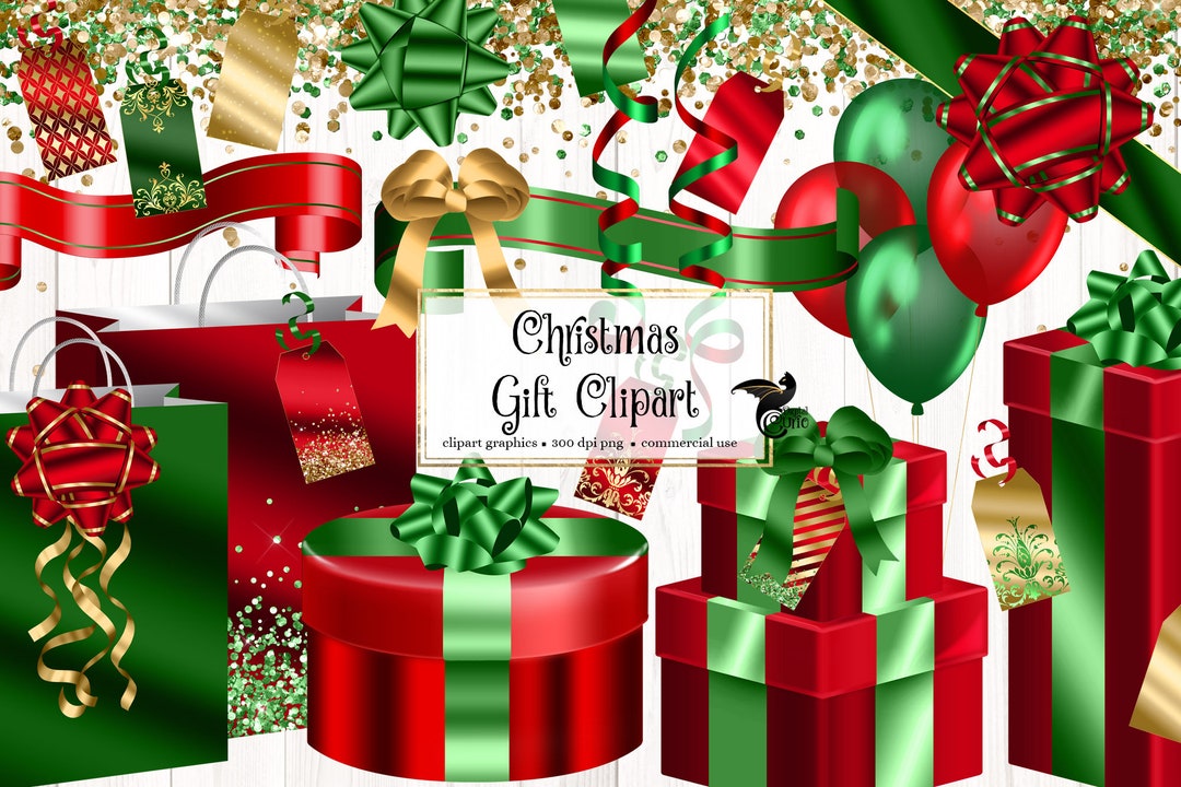 Christmas Gift Clipart - Glam Holiday and Christmas Present Gift Box ...