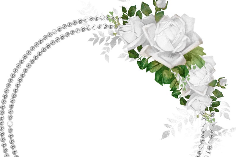 White Diamond Floral Frames Clipart Wedding Frame Clip Art - Etsy