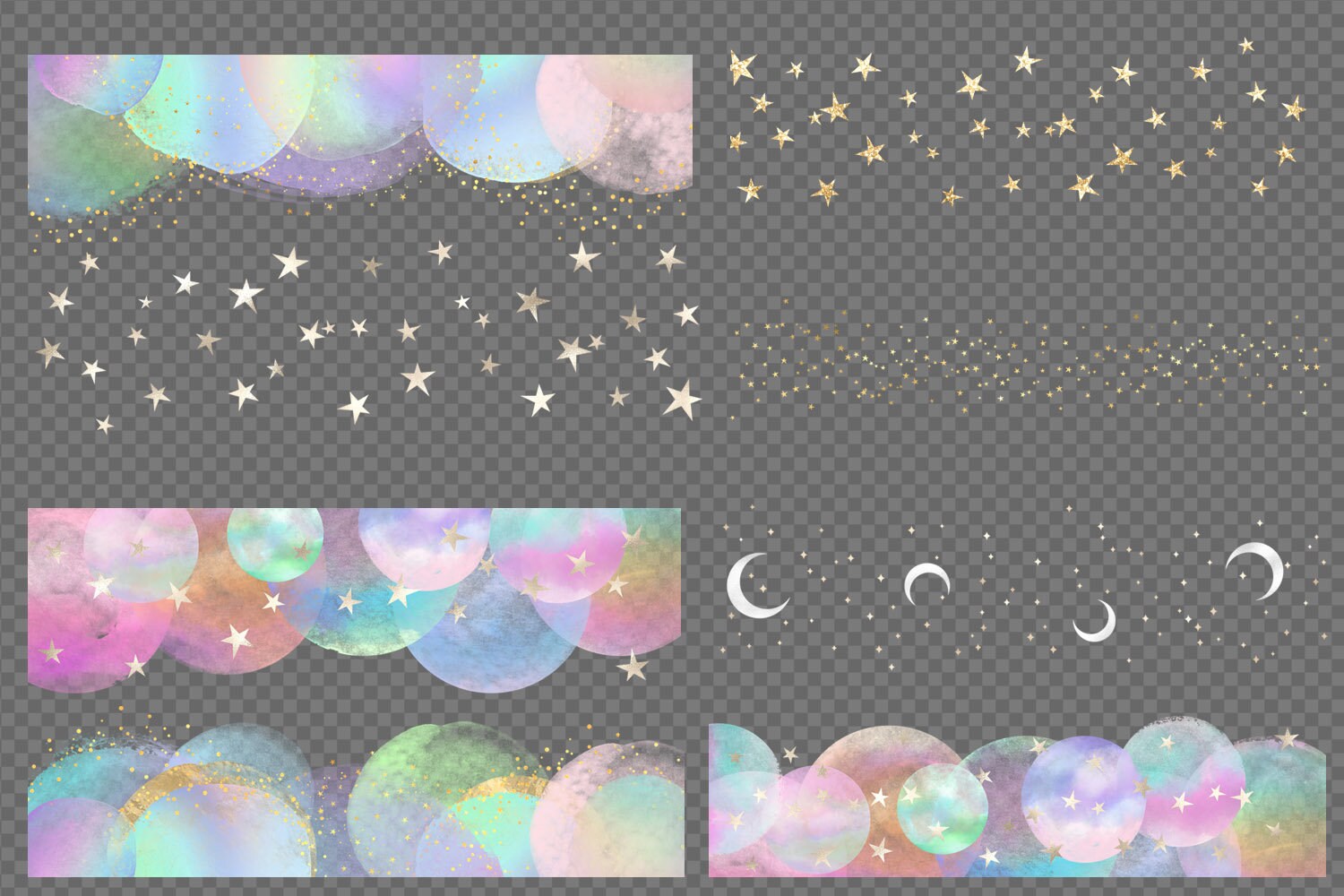 Rainbow Dream Borders Digital Instant Download Watercolor - Etsy