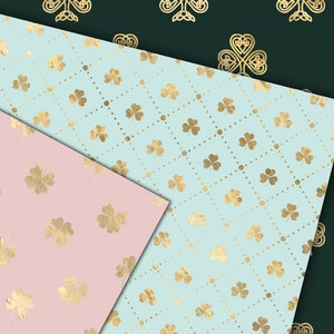 Golden Shamrock Digital Paper, Seamless Celtic Knot Backgrounds ...