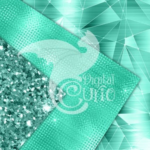 Luxury Aqua Textures Digital Paper, Glitter Foil, Backgrounds, Metallic ...