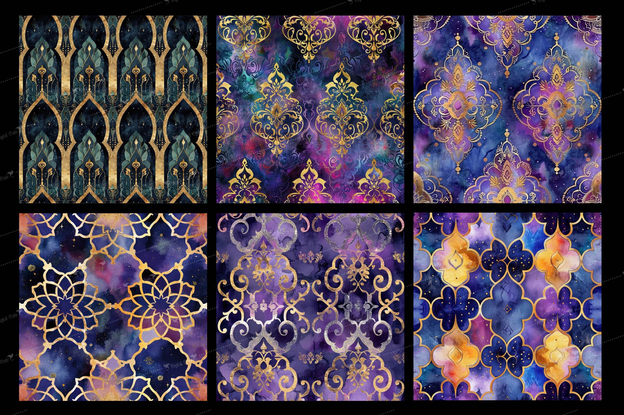 Arabian Mystic Digital Paper - Seamless Printable Digital Backgrounds ...