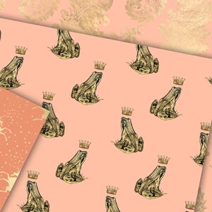 Peach and Gold Princess Digital Paper, Seamless Blush Pink Fairy ...
