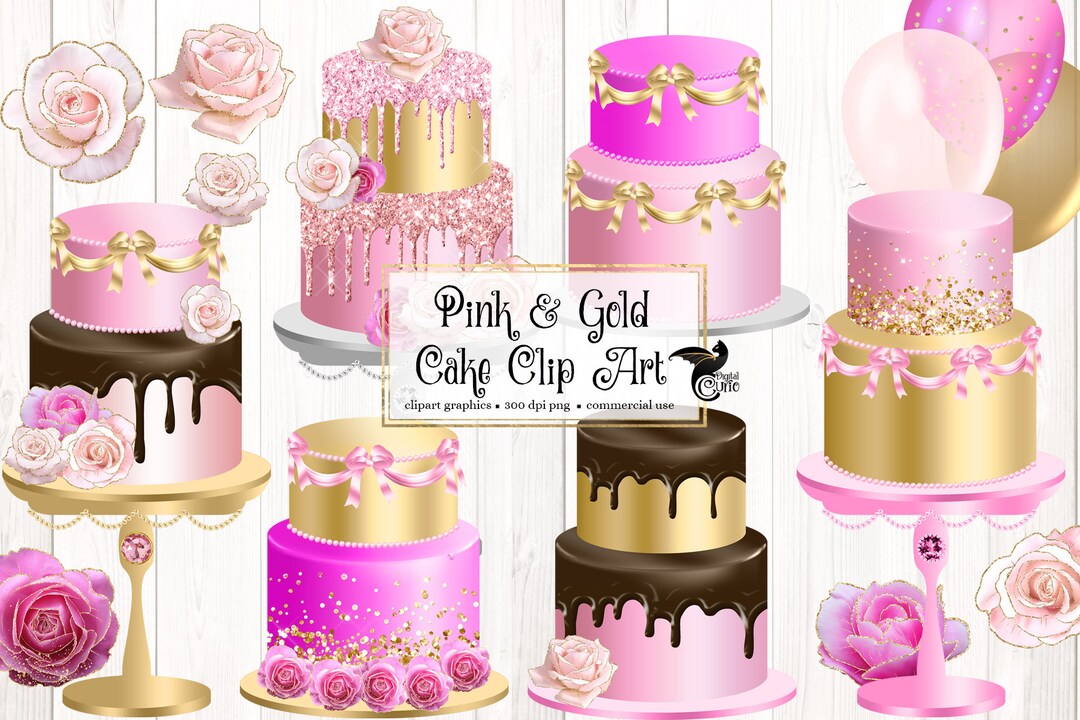 Gold Birthday Cake Clipart
