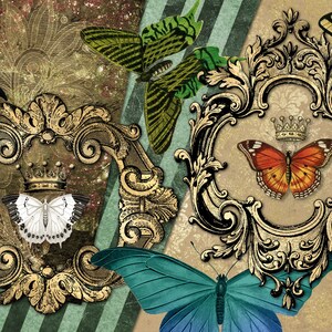 Royal Butterfly Digital Scrapbooking Kit, Digital Paper Ephemera and ...