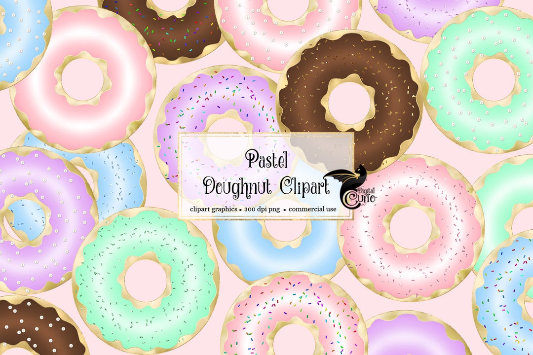 Pastel Doughnut Clipart With Gold Foil and Glitter Sprinkles, Donut Png ...