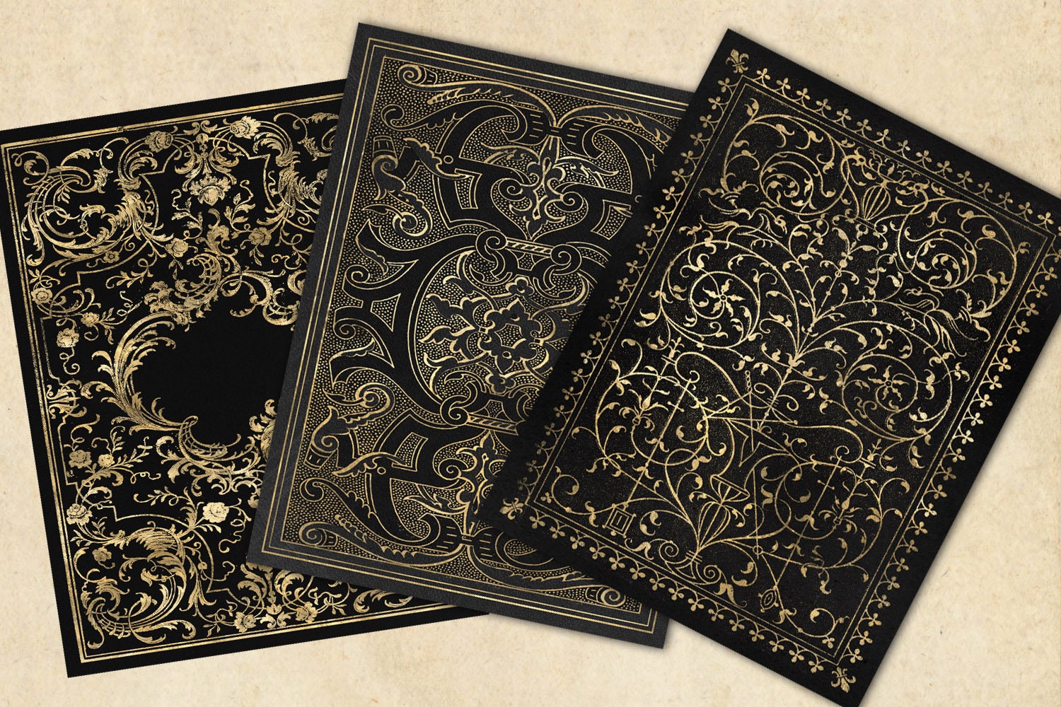 Gilded Black Book Covers, Ornate Journal Pages (digital Download) - Etsy
