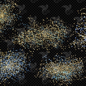 Chunky Blue and Gold Glitter Overlays, Digital PNG (instant Download ...