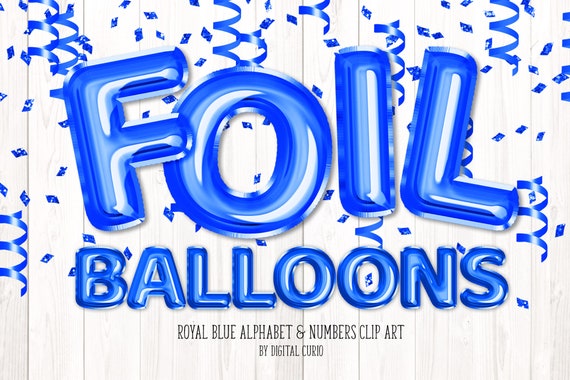 Royal Blue Foil Balloon Alphabet Clip Art Digital Instant - Etsy