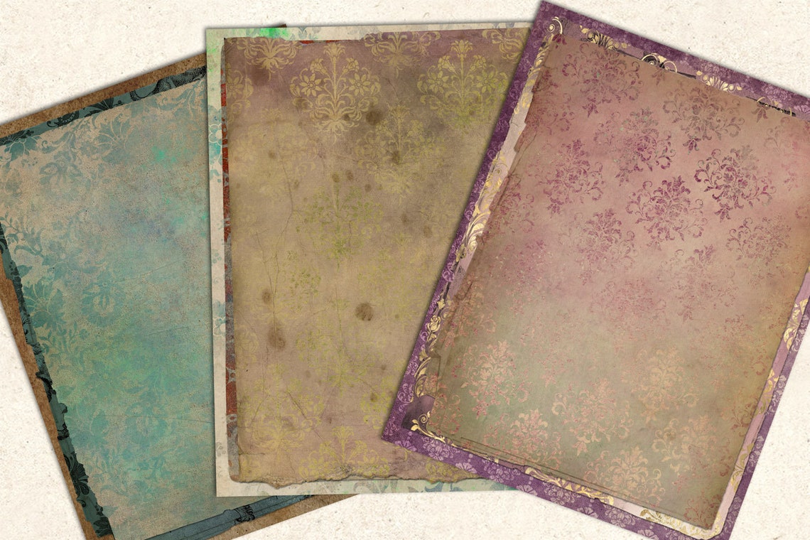 Grunge Damask Notebook Paper Digital Paper Distressed Junk - Etsy