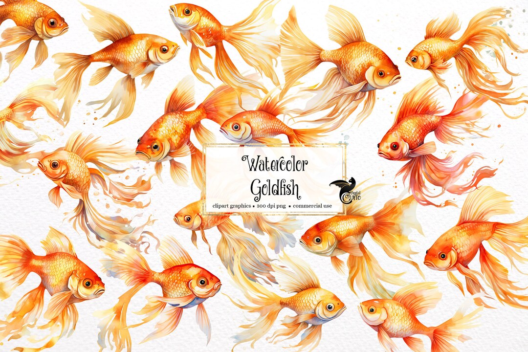 Watercolor Goldfish Clipart, Gold Fish Fish PNG Clip Art Graphics ...