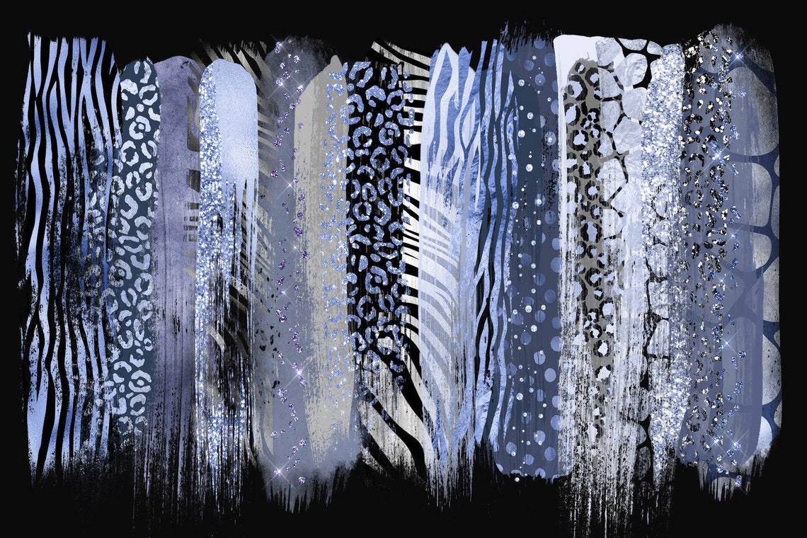 Blue Safari Brush Strokes Clipart, Glitter & Foil (digital PNG) - Etsy