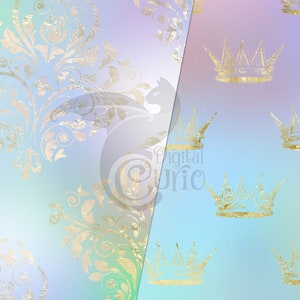 Unicorn Pastel Digital Paper, Seamless Rainbow and Gold Fantasy ...