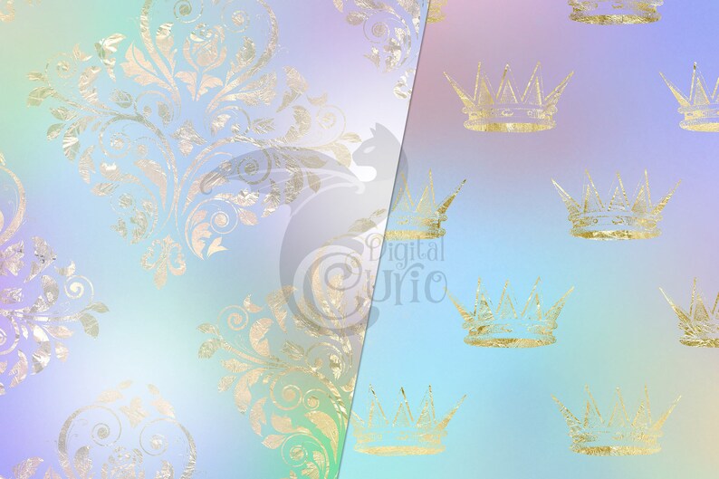 Unicorn Pastel Digital Paper Seamless Rainbow and Gold - Etsy