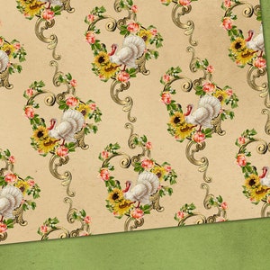 Vintage Thanksgiving Digital Paper - Autumn Harvest Bounty Fall ...