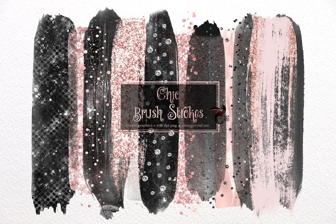 Blush Pink Watercolor Brush Stroke Clipart, Glitter Paint Elements ...
