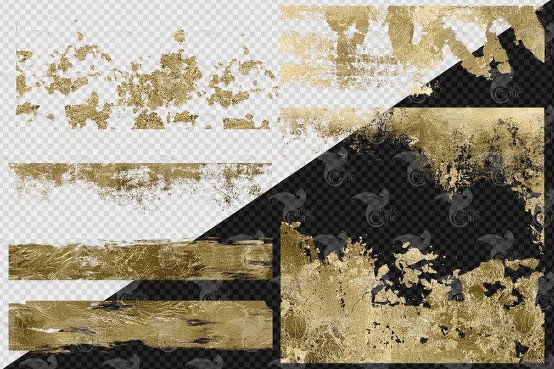 Gold Flake Borders Clip Art Faux Gold Foil Digital Border - Etsy