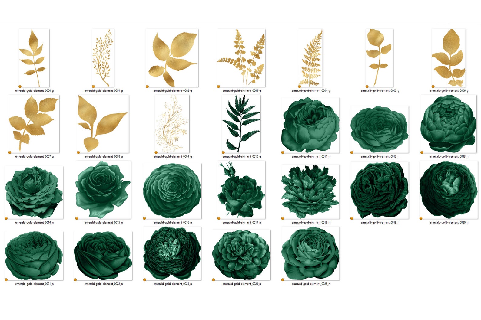Emerald and Gold Floral Elements Clip Art Digital Clipart - Etsy