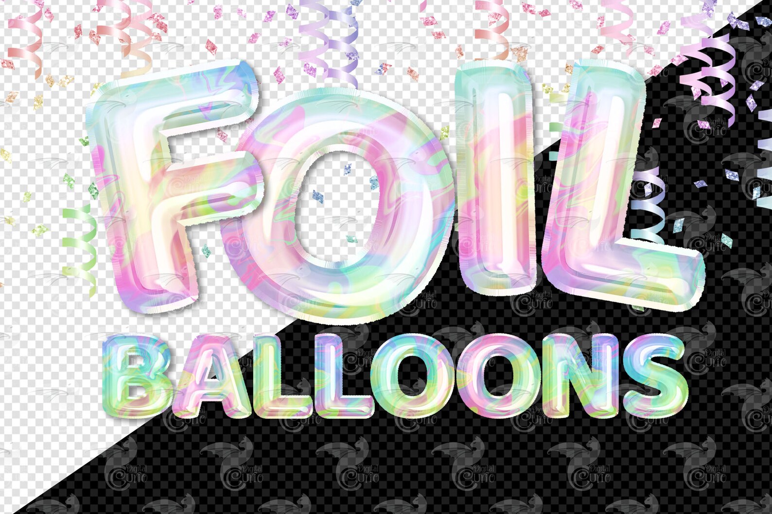 Iridescent Foil Balloon Alphabet Clip Art Pastel Rainbow - Etsy