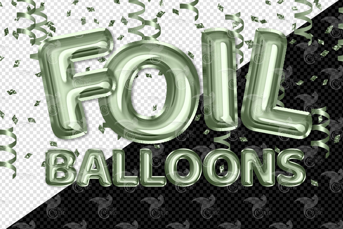 Sage Green Foil Balloon Alphabet Clip Art (digital Download) - Etsy