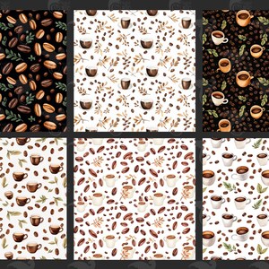 Watercolor Coffee Digital Paper, Seamless Coffee Bean Printable ...