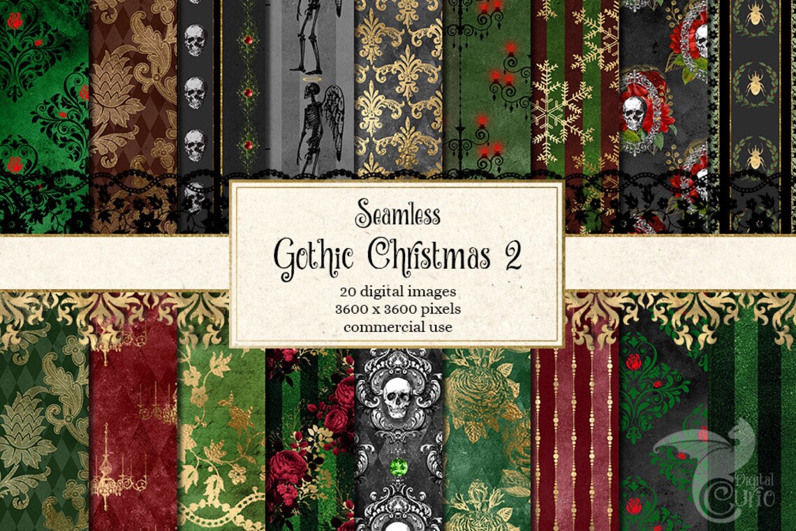 Gothic Christmas Digital Paper Seamless Digital Paper Gothic - Etsy