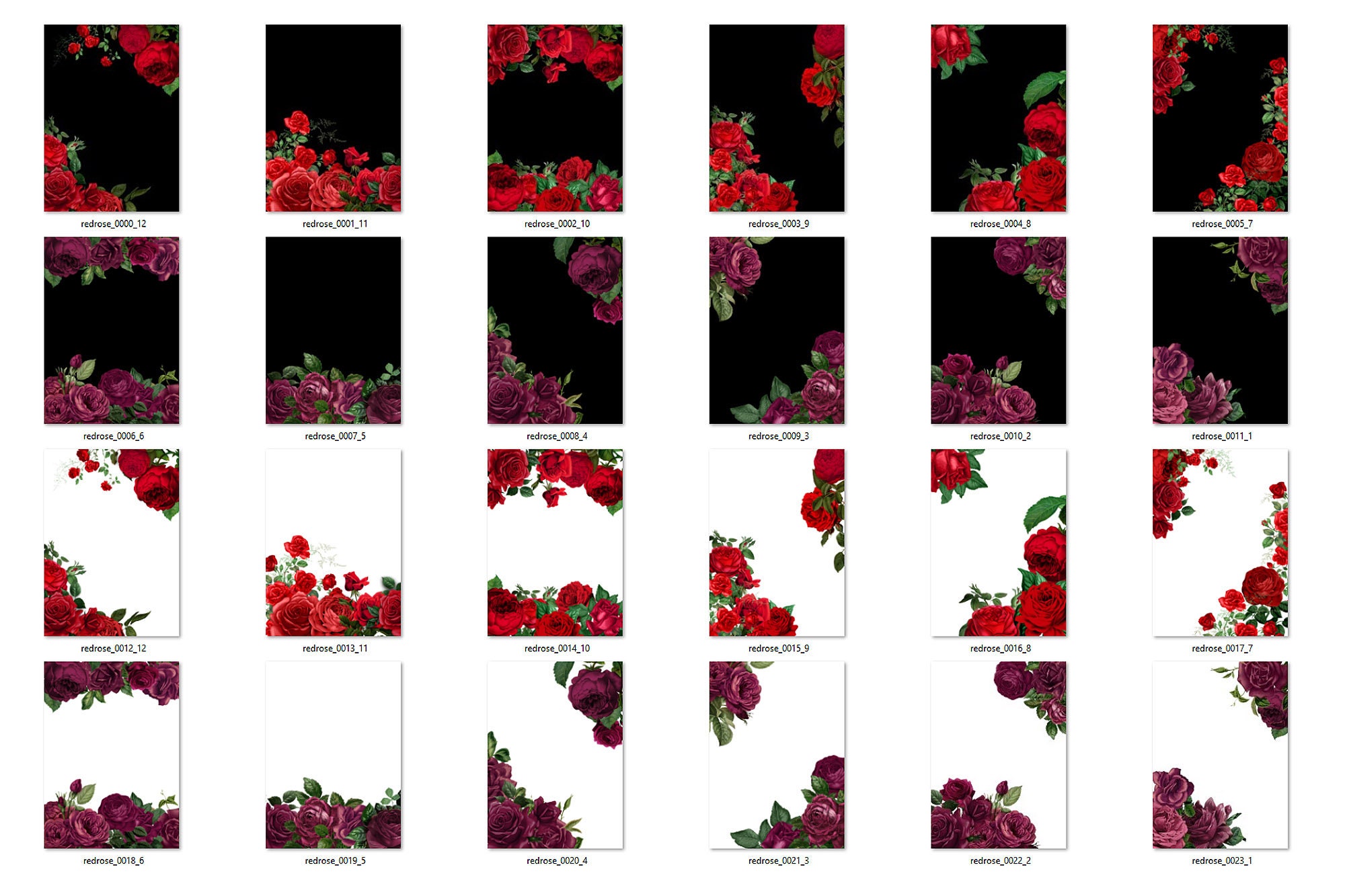 5x7 Vintage Red Rose Overlays for Invitations Planners - Etsy