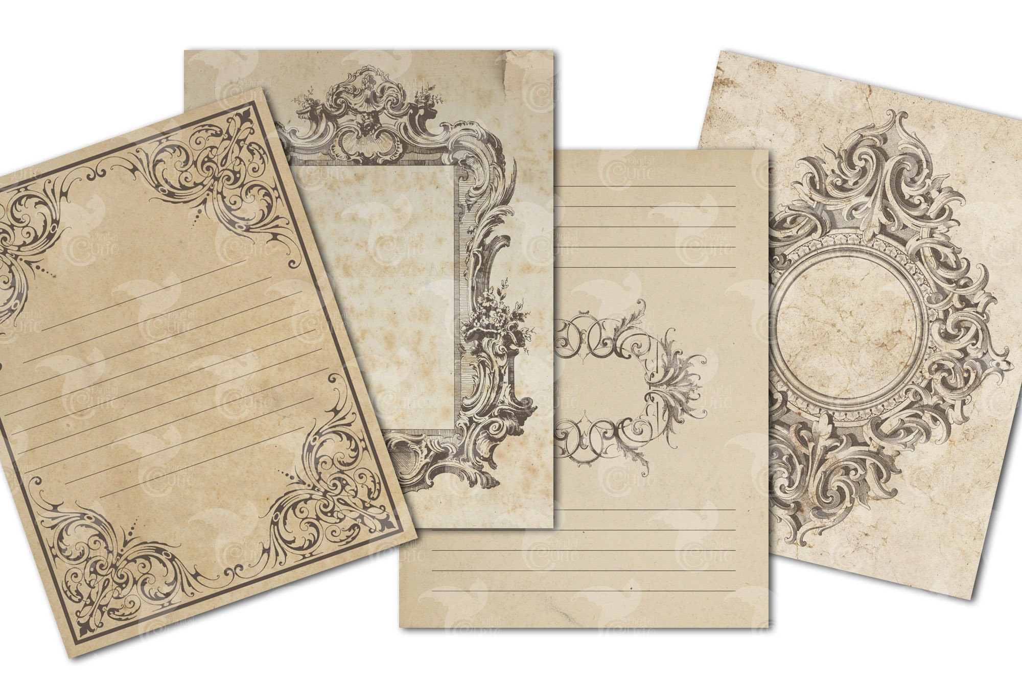 Distressed Framed Journal Paper Notebook Digital Paper Grunge - Etsy