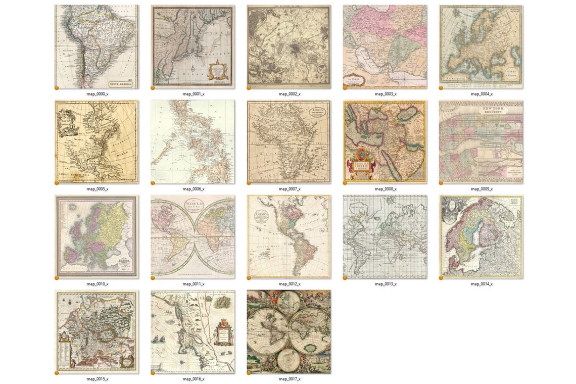 Papel Digital de mapas antiguos mapas Vintage paquete de - Etsy España