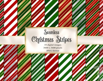 Candy Cane Gilitter Red Stripes Digital Paper - Seamless Christmas ...