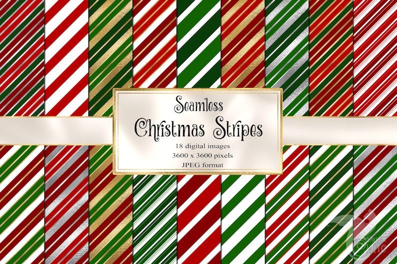 Christmas Stripes Digital Paper – Candy Cane Seamless Patterns (digital ...