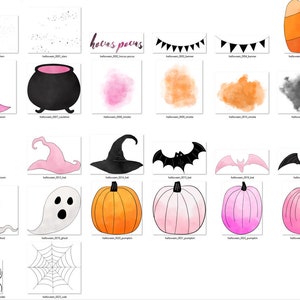Pink and Black Halloween Clipart – Spooky PNG Graphics (digital ...