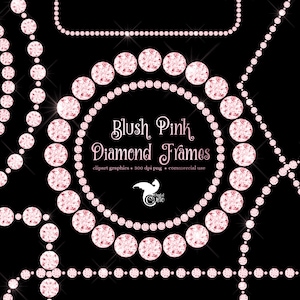 Blush Pink Diamond Frames Clipart, Glam Wedding Bling Frame Clip Art ...