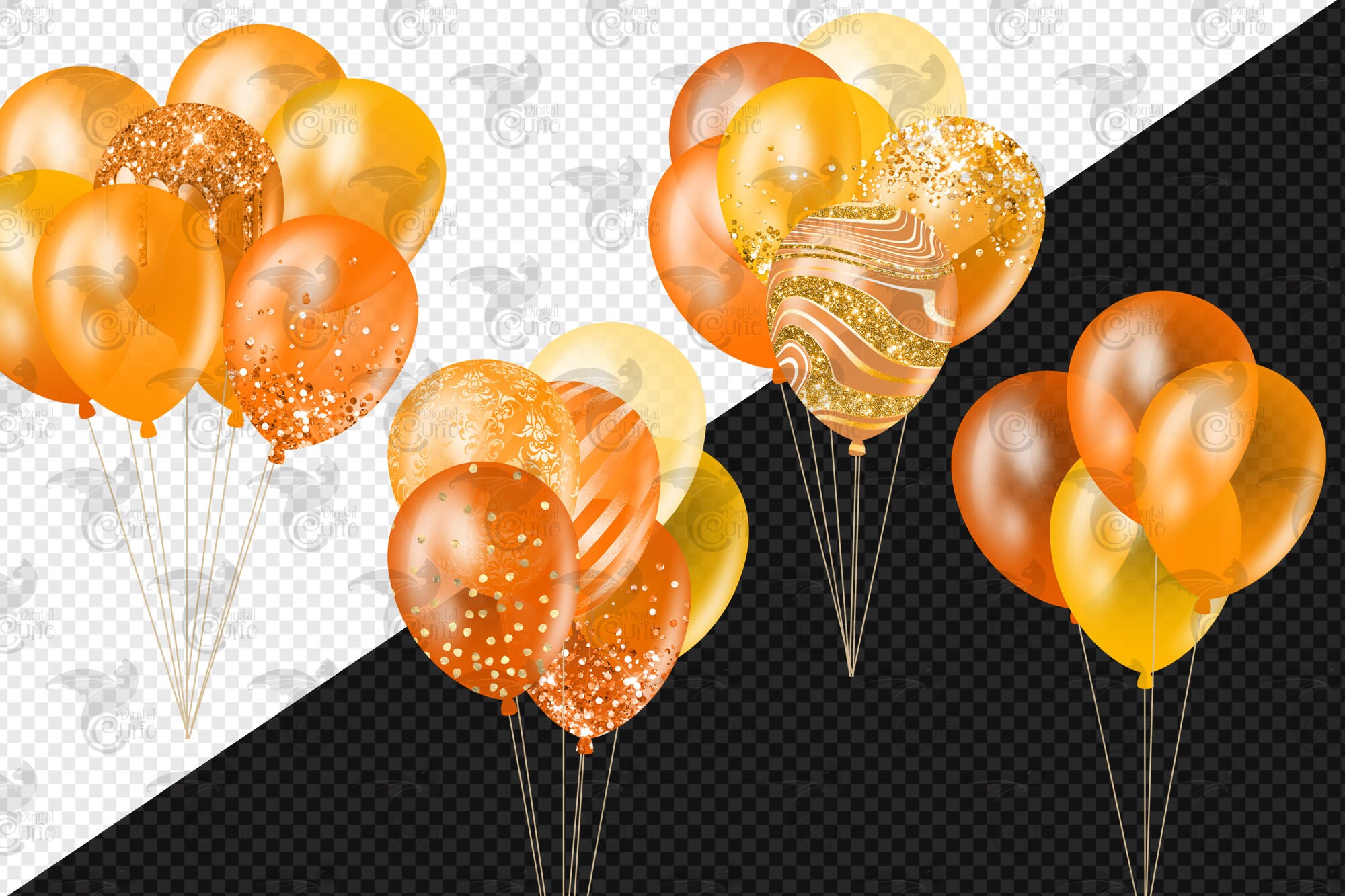 Orange Balloons Clipart