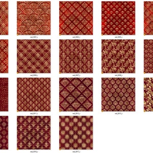 Red and Gold Damask Digital Paper, Seamless Damask Patterns Printable ...