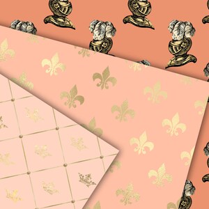 Peach and Gold Princess Digital Paper, Seamless Blush Pink Fairy ...
