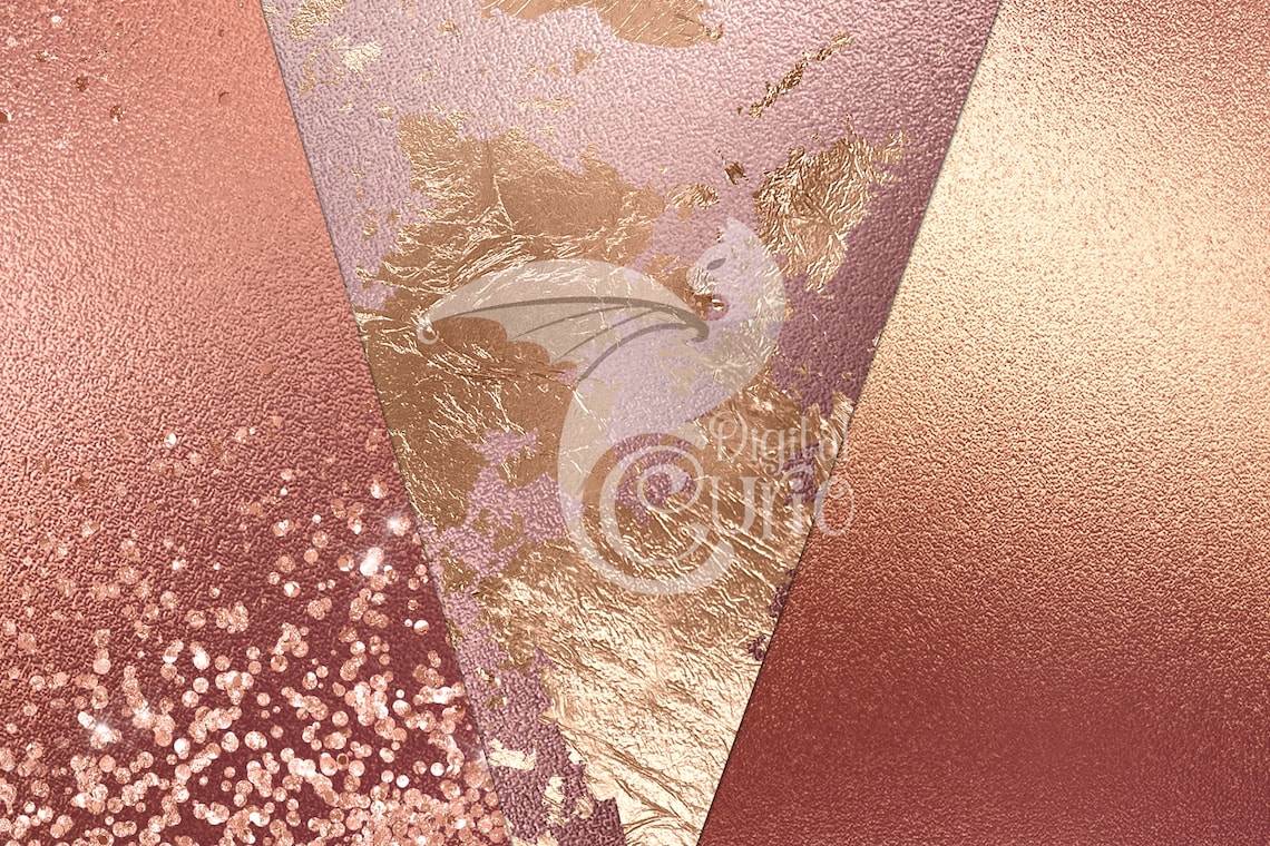 Rose Gold and Glitter Textures Digital Rose Gold Foil Shimmer | Etsy