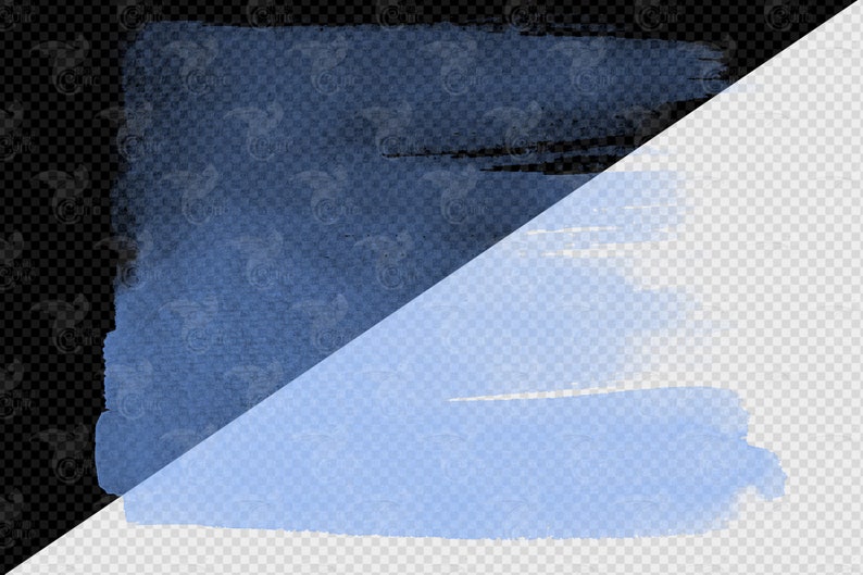Blue Watercolor Wash Overlays, Digital PNG Paint Elements (digital ...