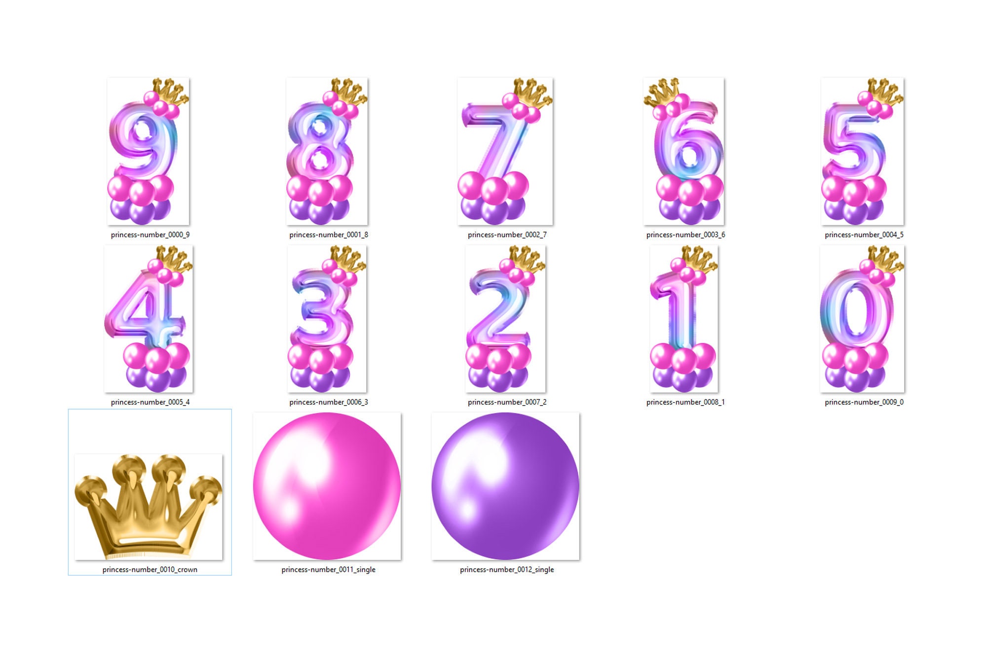 Princess Number Balloon Clip Art – Pink & Purple PNG (digital Download ...