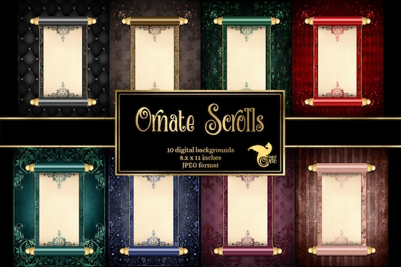 Ornate Scroll Backgrounds Printable Digital Paper Fantasy - Etsy Australia
