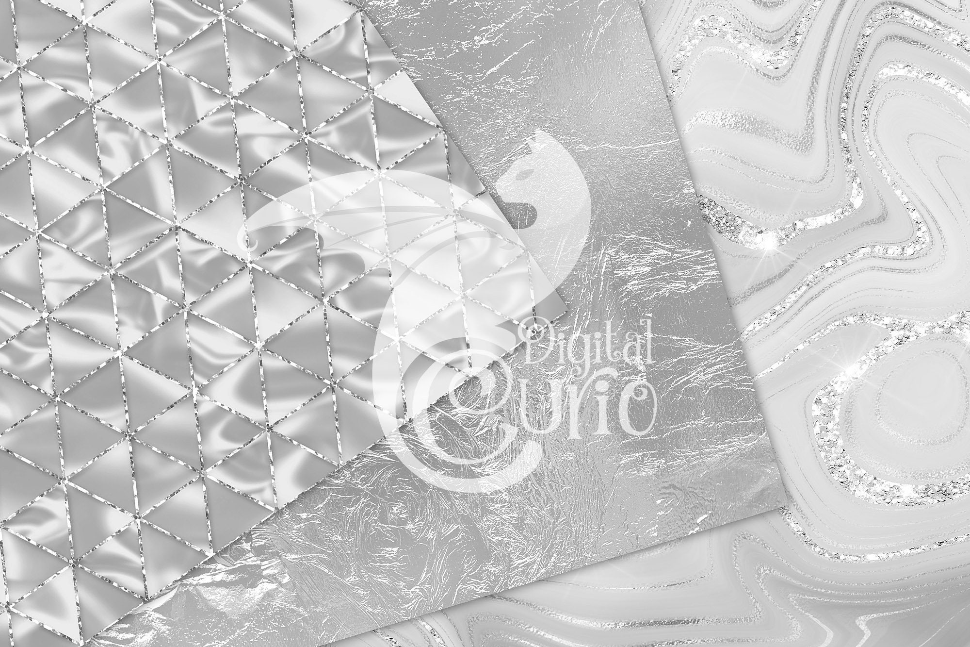 Silver Glitter Digital Paper, Seamless Glam Textures (digital Download ...
