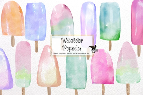 Watercolor Popsicle Clip Art Digital Clipart Graphics in PNG - Etsy