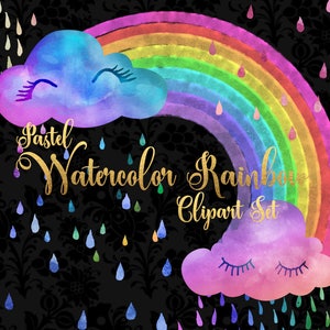 Pastel Watercolor Rainbow Clipart, Whimsical Digital Instant Download ...