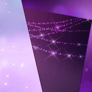 Purple Bokeh Digital Paper, Printable Backgrounds With Hearts and Fairy ...