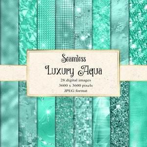 Luxury Aqua Textures Digital Paper, Glitter Foil, Backgrounds, Metallic ...