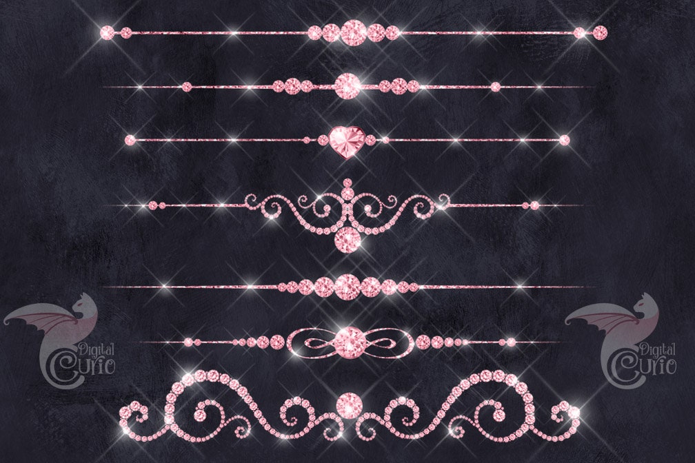 Pink Diamond Dividers Clipart Luxury Bling Wedding Clip Art - Etsy